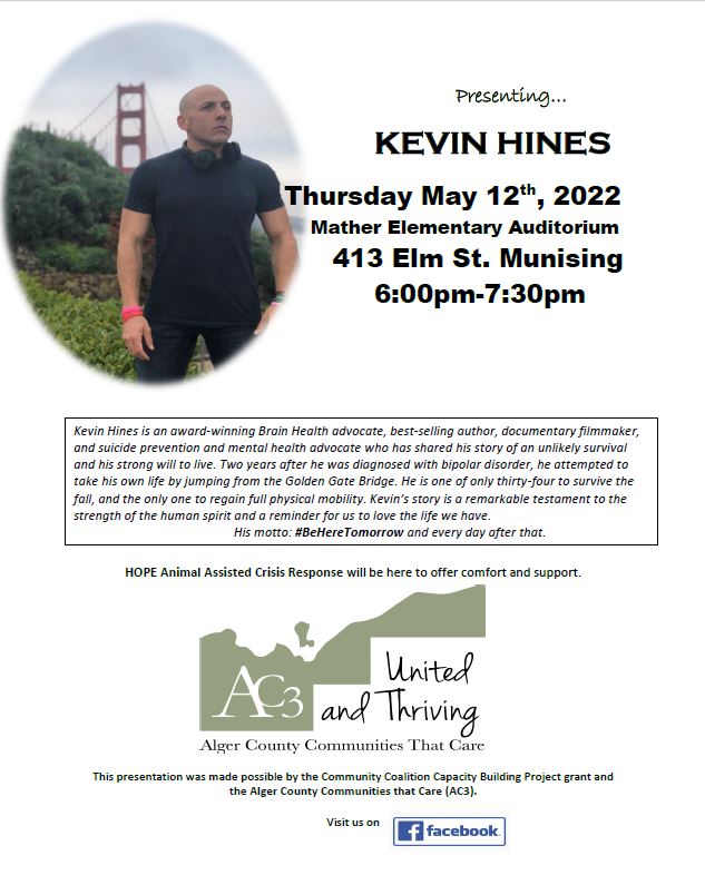 AC3 Hosts Suicide Prevention Speaker – Alger County Communities That Care